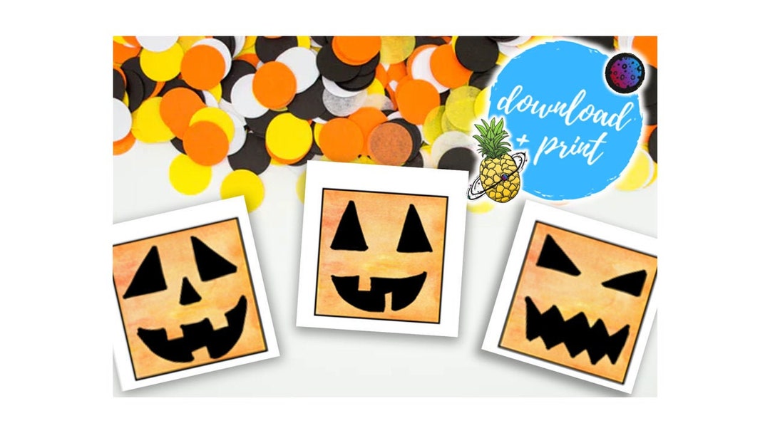 Halloween Mini Jack-o-lantern Card Trio Set Pumpkin Design Watercolor ...