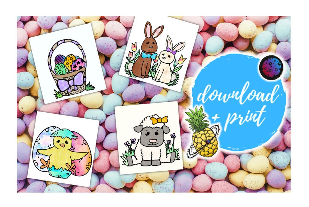 Easter Mini Card Set Lamb, Chick, Rabbit, and Basket Designs Party ...