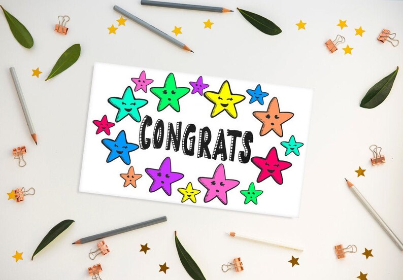 Star Congratulations Card Rainbow Star Design Card Rainbow Congrats ...