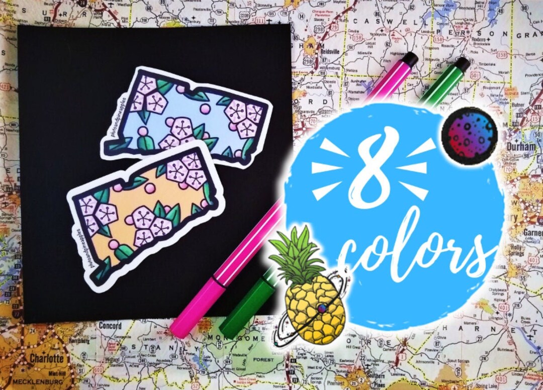 Connecticut State Flower Sticker Souvenir & Travel Sticker Floral Hand ...