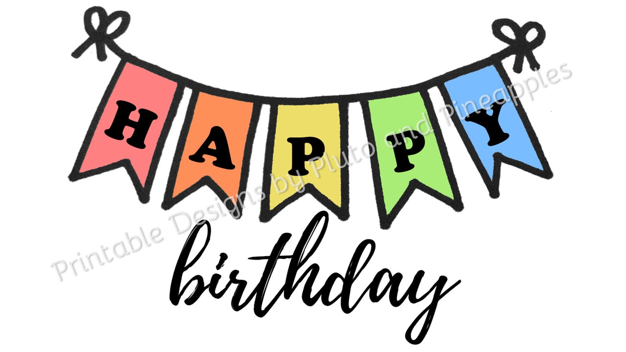 Banner Birthday Card | Colorful Banner Birthday | Happy Birthday Hand ...