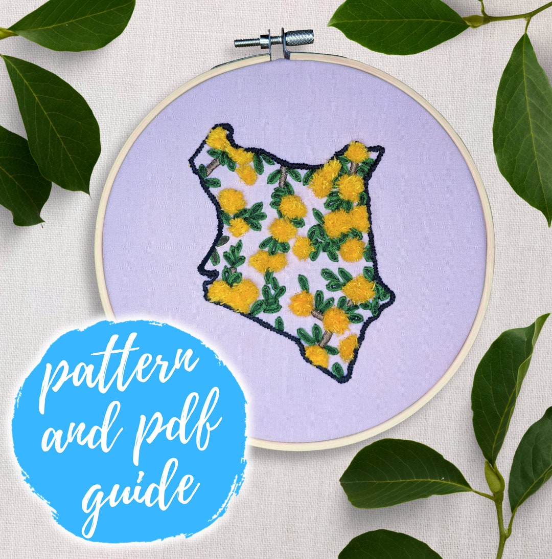 Kenya Embroidery Pattern National Flower Hand Embroidery Pattern Acacia ...