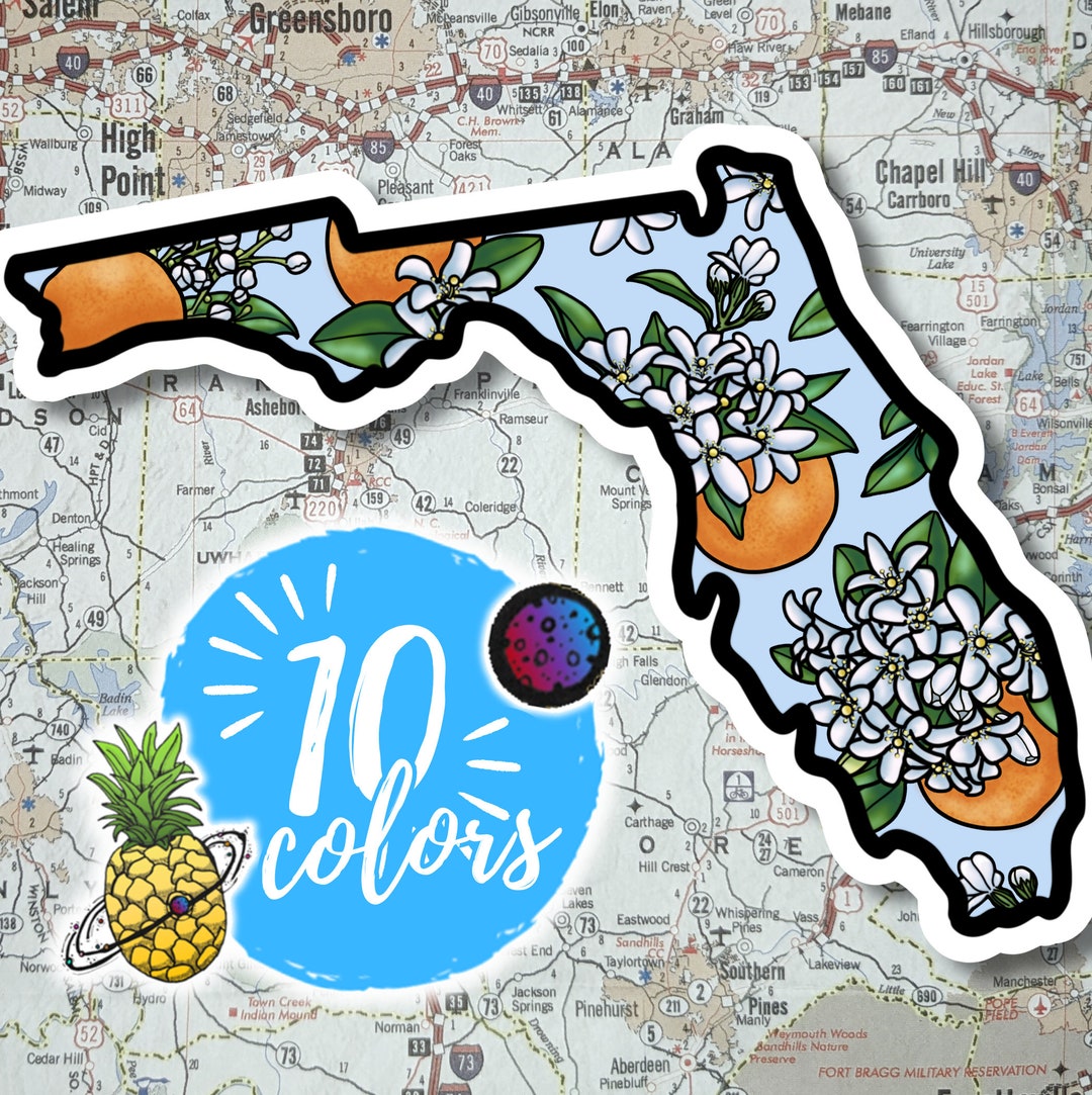 Florida State Flower Sticker | Souvenir & Travel Sticker | Floral Hand ...