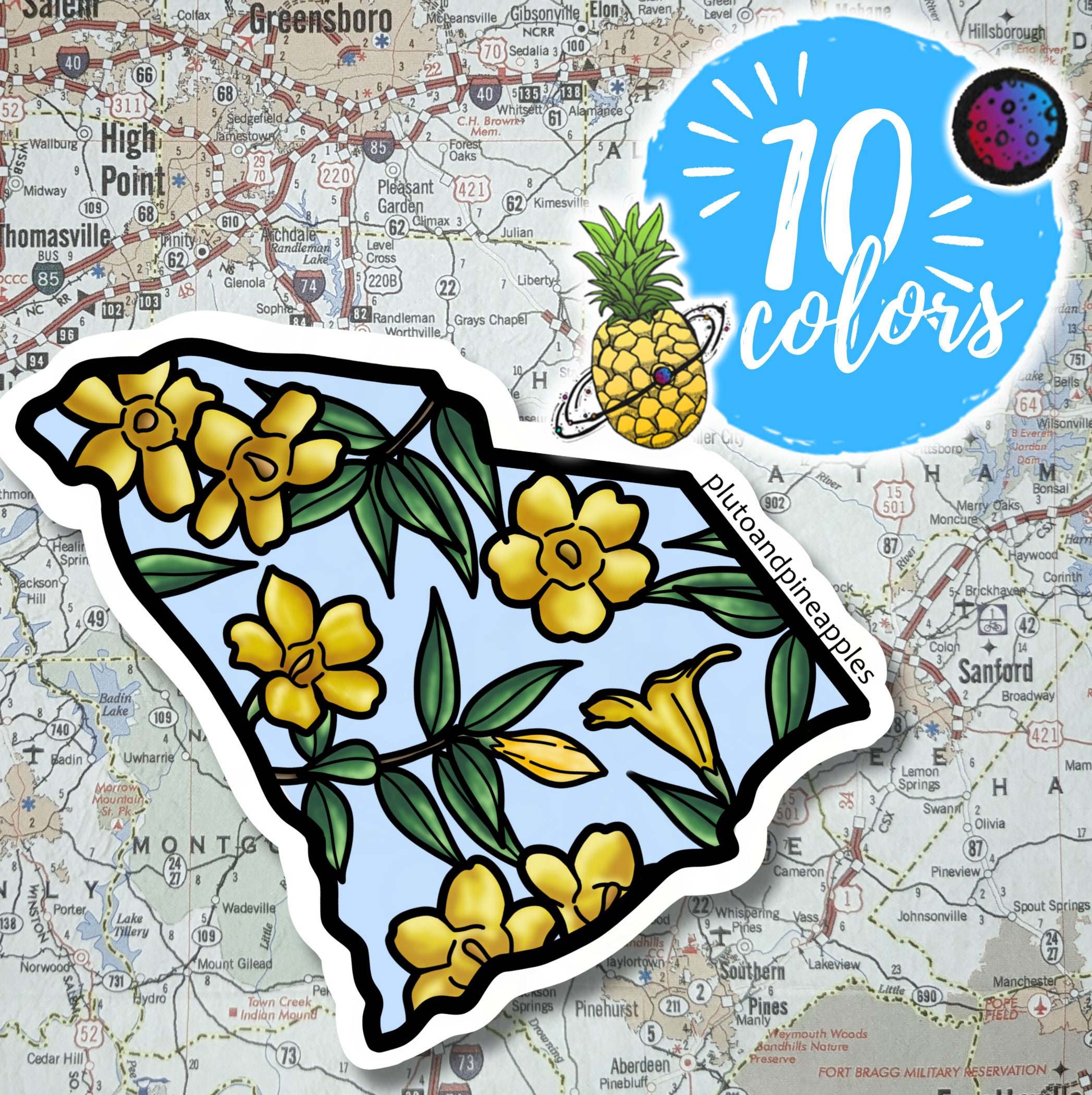 South Carolina State Flower Sticker Souvenir & Travel Sticker Floral ...