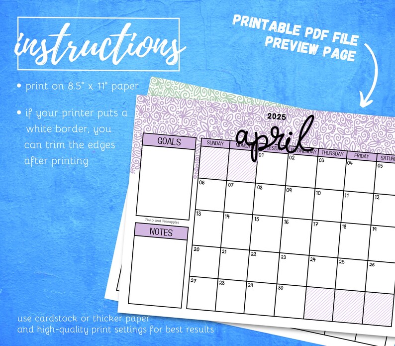 2025 Printable Bullet Journal Calendar Pages | Colorful Doodle Design ...