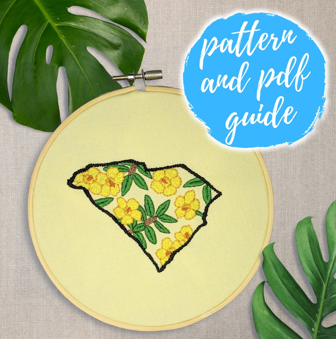 South Carolina State Embroidery Pattern SC State Flower Hand Embroidery ...