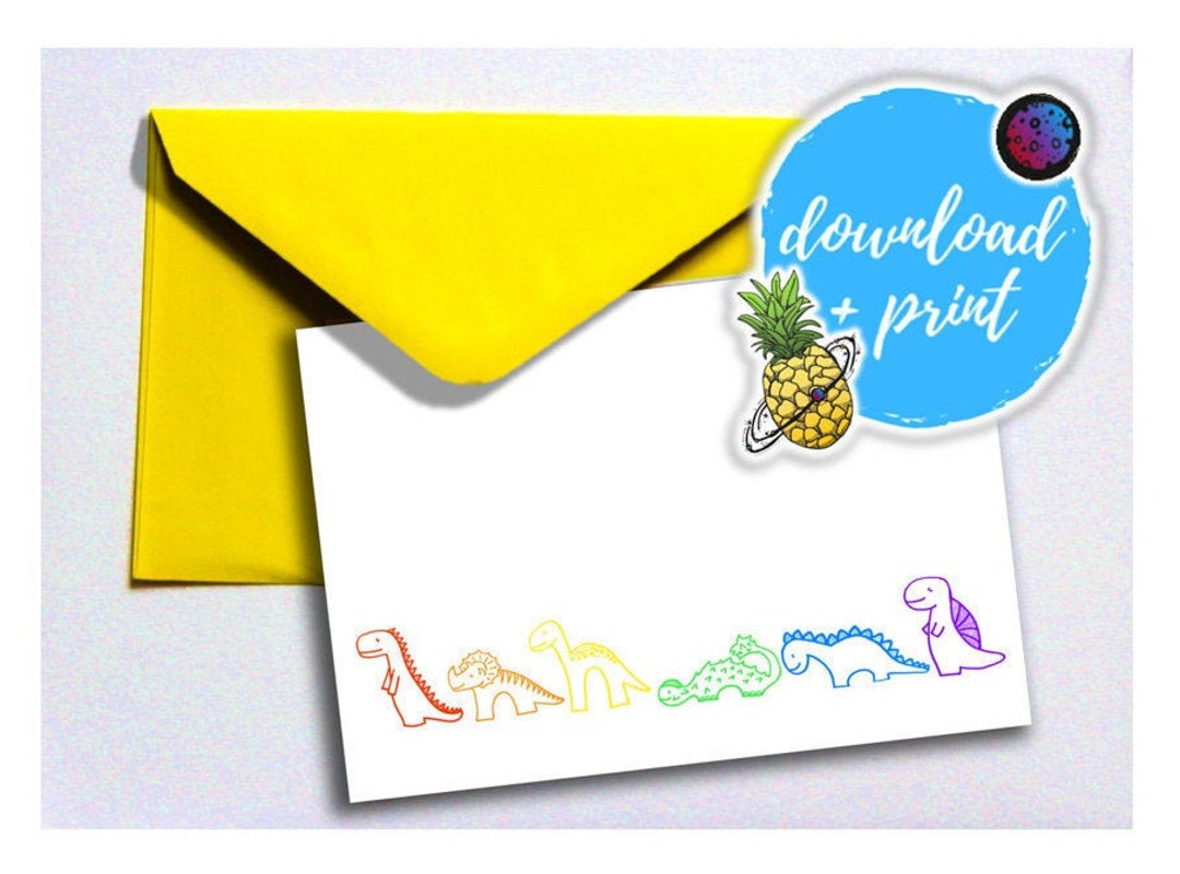 Colorful Baby Dinosaur Card | Baby Shower Card | Dinosaur Parade Design ...