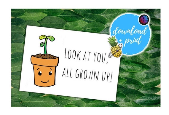 Growing Plant Birthday Card All Grown up Graduation Card | Etsy