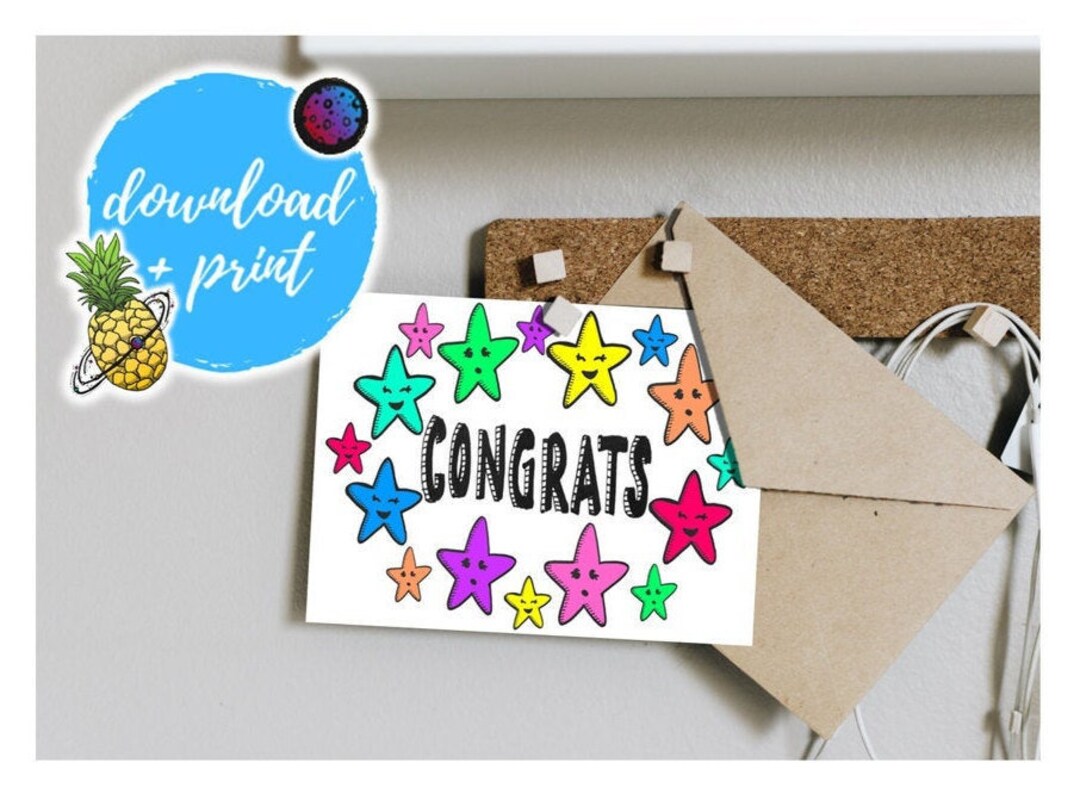 Star Congratulations Card Rainbow Star Design Card Rainbow Congrats ...