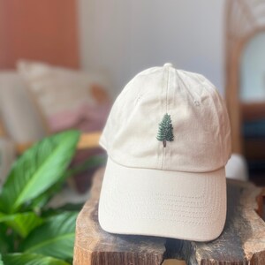 Pine Tree Embroidered Hat | off White Hat | Cream Hat | Hand ...