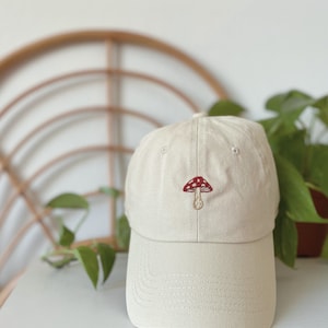 Embroidered Mushroom Dad Hat | Hand Embroidery or Machine Embroidery ...