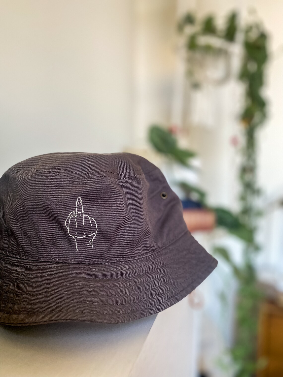 Middle Finger Embroidery Bucket Hat Middle Finger Stitched Hat Hand ...