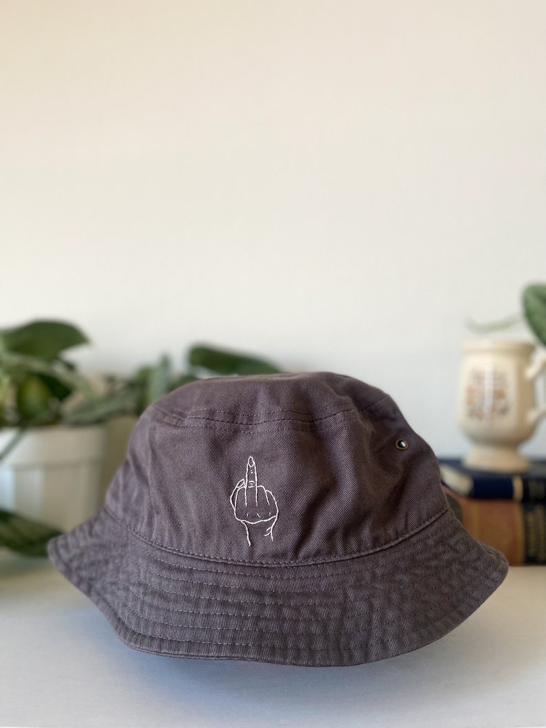 Middle Finger Embroidery Bucket Hat | Middle Finger Stitched Hat | Hand ...