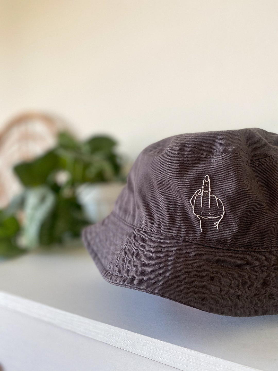 Middle Finger Embroidery Bucket Hat | Middle Finger Stitched Hat | Hand ...