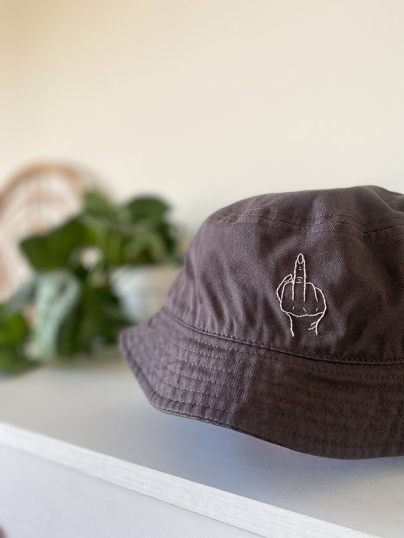 Middle Finger Embroidery Bucket Hat | Middle Finger Stitched Hat | Hand ...