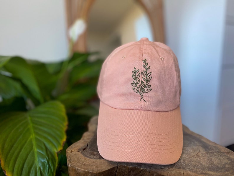 Leaves Embroidered Hat Green Hat Hand-embroidered Dad Hat Leaf Design ...
