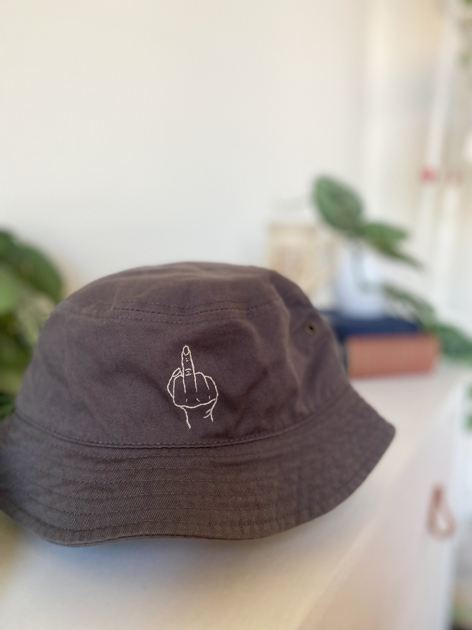 Middle Finger Embroidery Bucket Hat | Middle Finger Stitched Hat | Hand ...