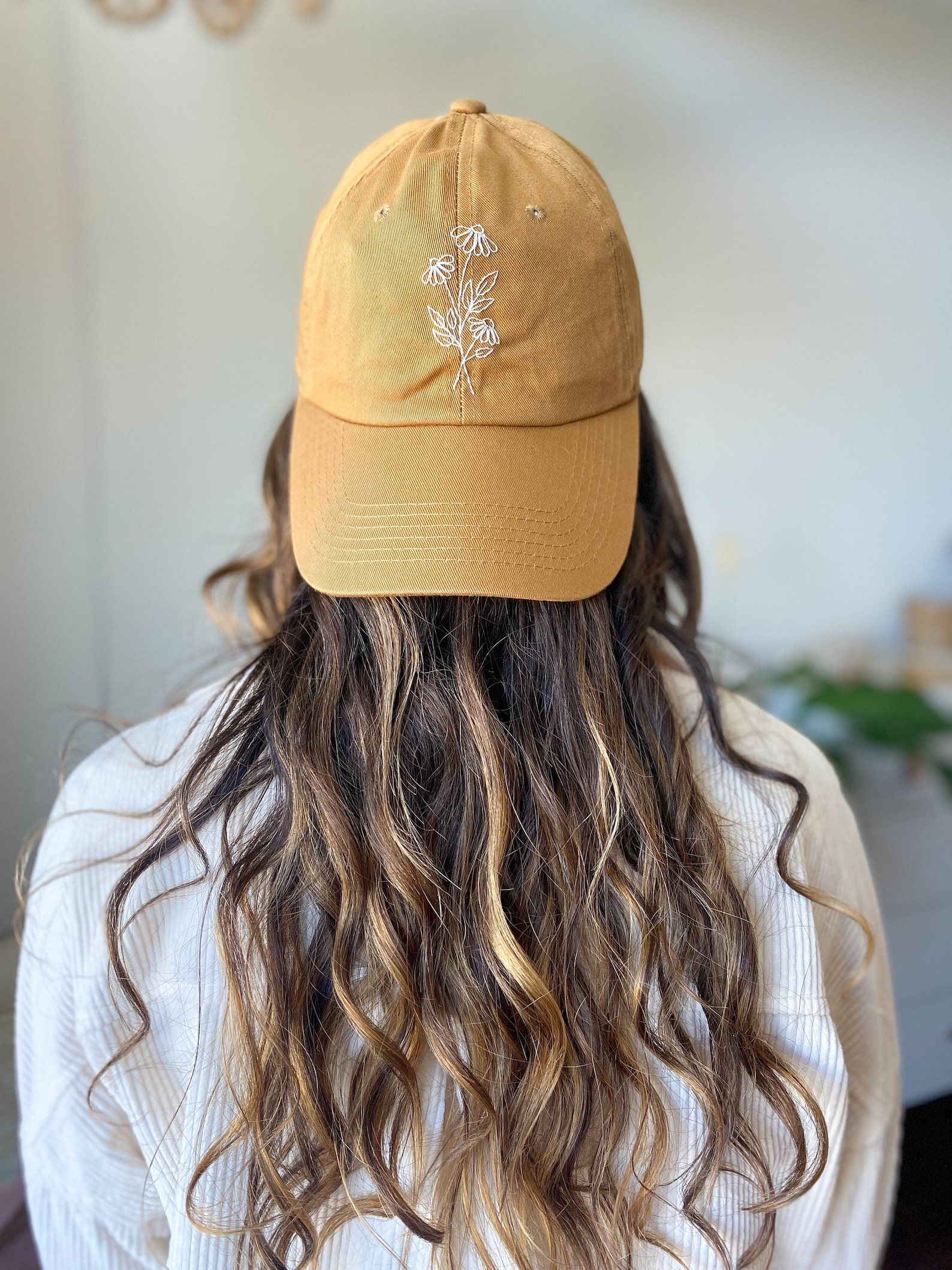 Floral Embroidered Hat | Chestnut Brown | Hand-embroidered Dad Hat ...
