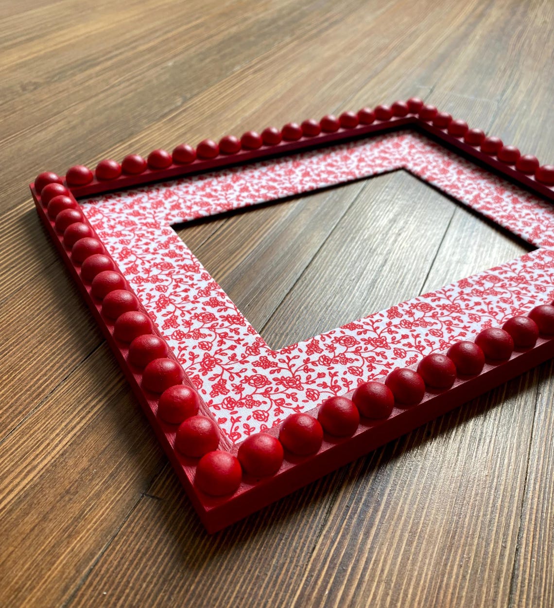 Hand Painted Red Bobbin Picture Frame With Fabric-wrapped Matboard - Etsy