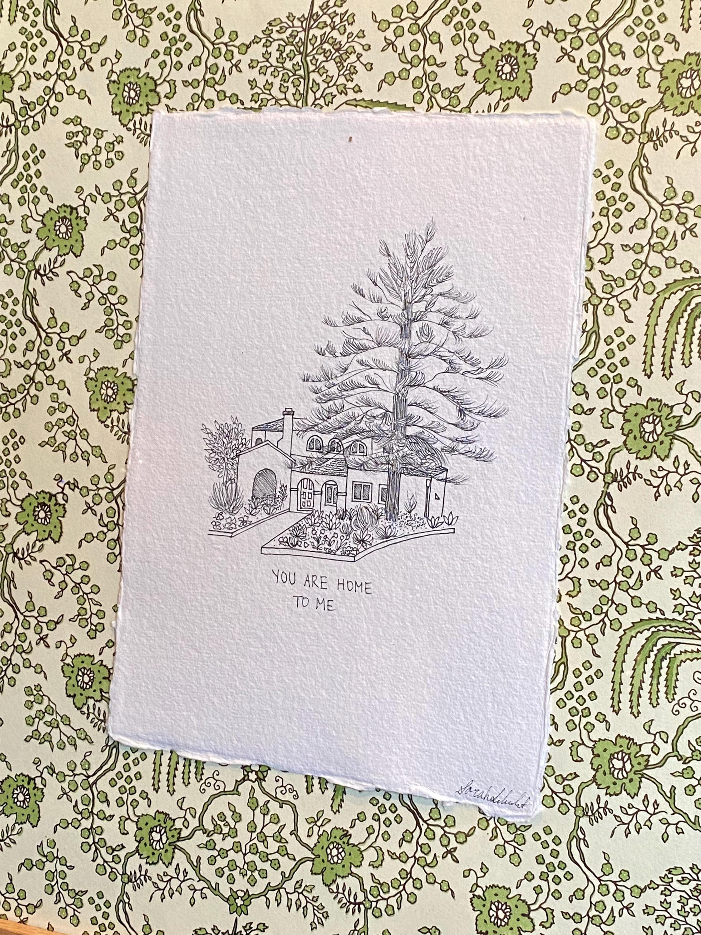 Custom House Drawing | Gifts for Parents or Family | Paper Mount and ...