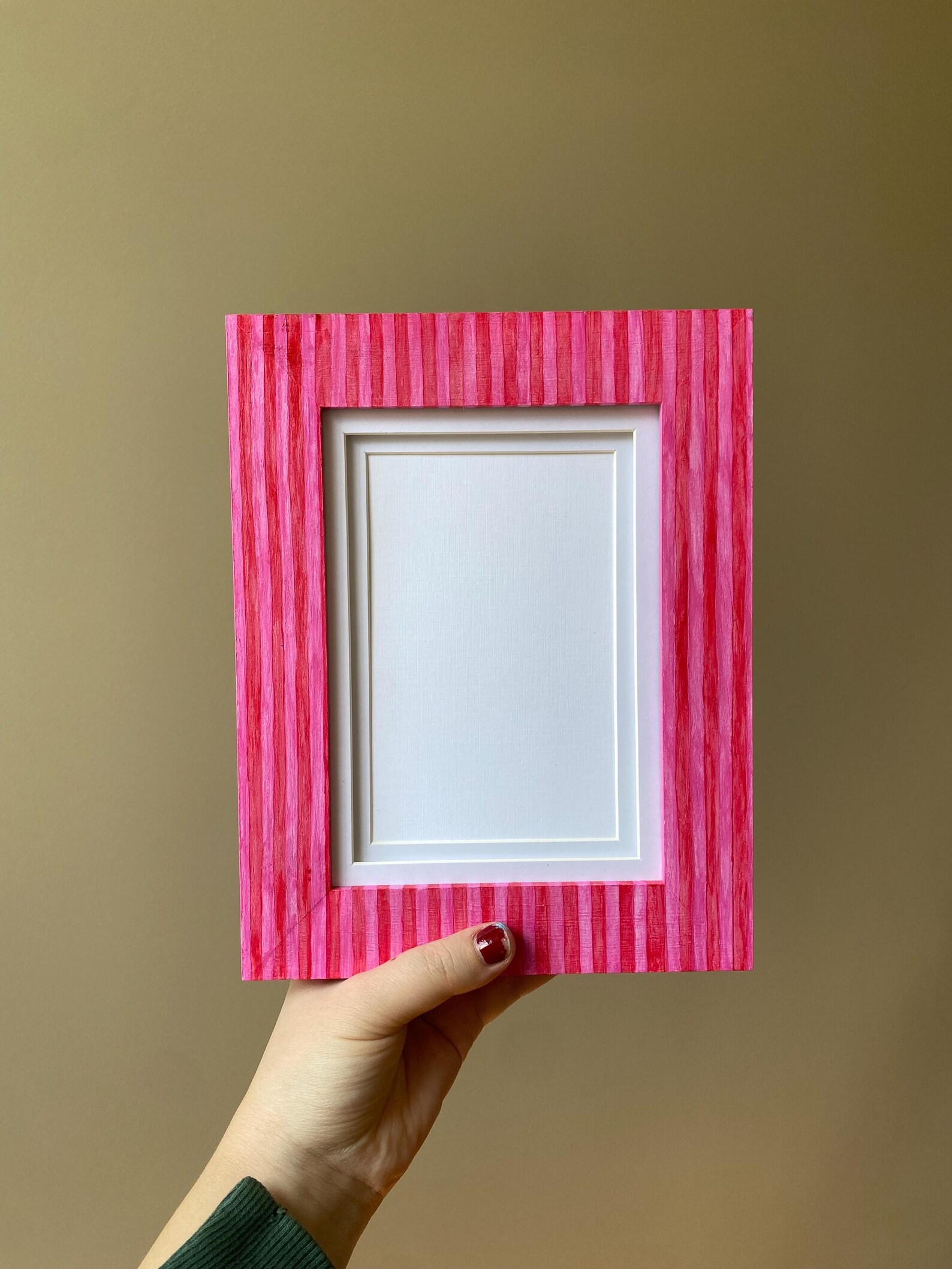 Hand Painted Red and Pink Striped Picture Frame 5x7 - Etsy