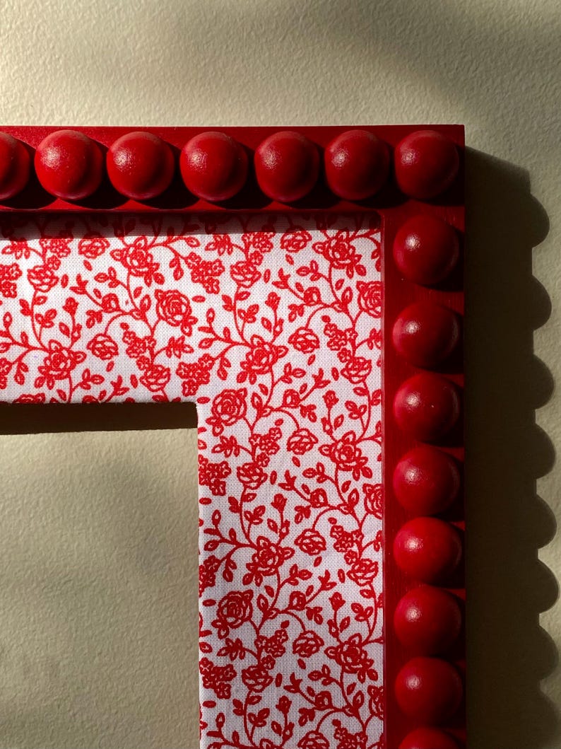 Hand Painted Red Bobbin Picture Frame With Fabric-wrapped Matboard - Etsy