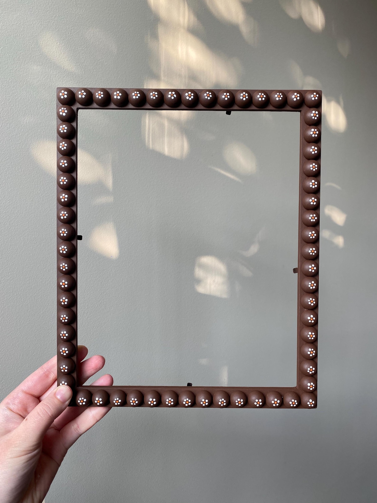 Hand Painted Brown Bobbin Picture Frame With Daisies | Made to Order - Etsy