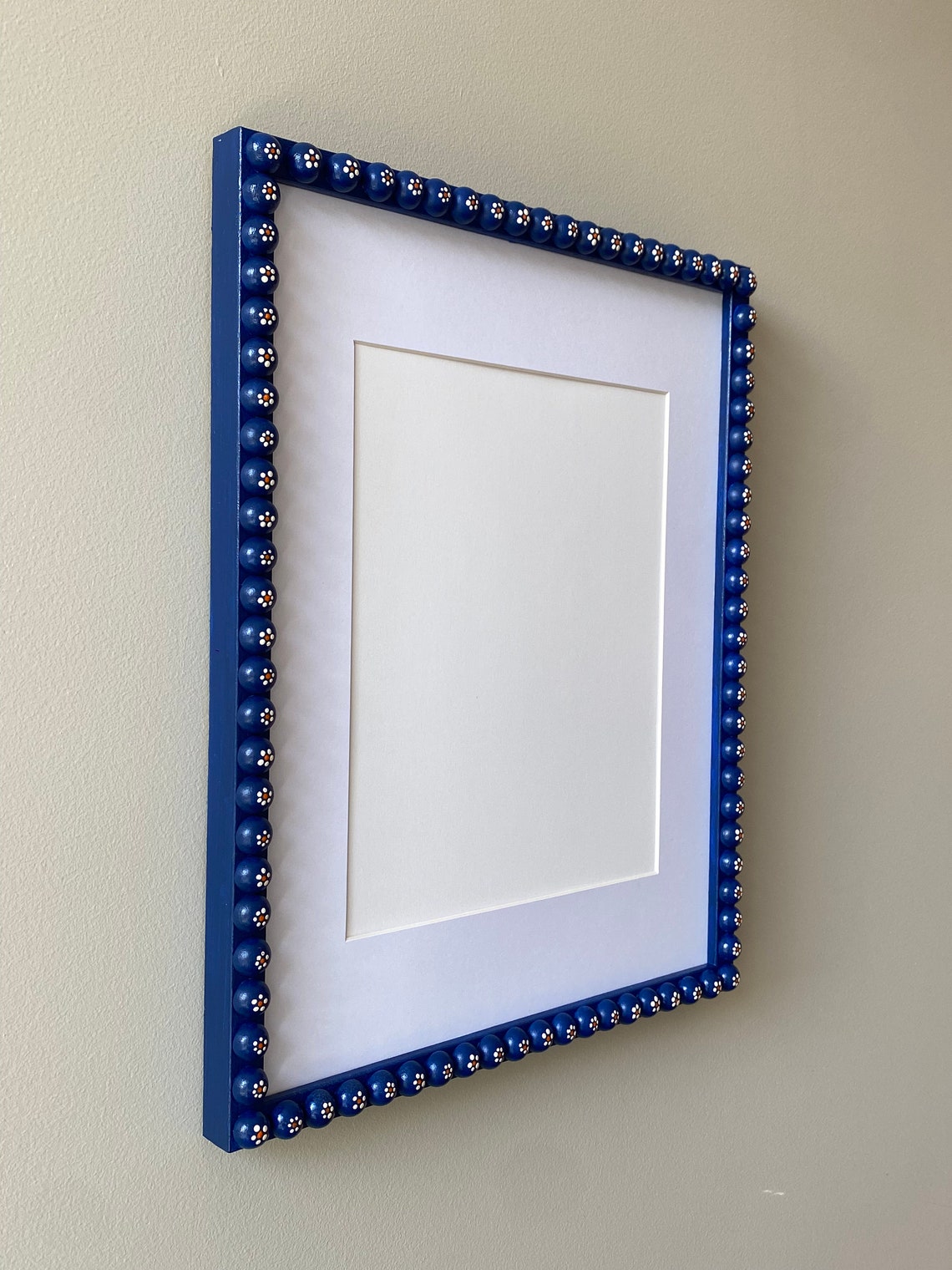 Hand Painted Navy Blue Bobbin Picture Frame With Daisies | Made to ...