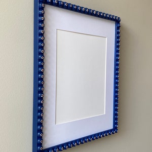 Hand Painted Navy Blue Bobbin Picture Frame With Daisies | Made to ...