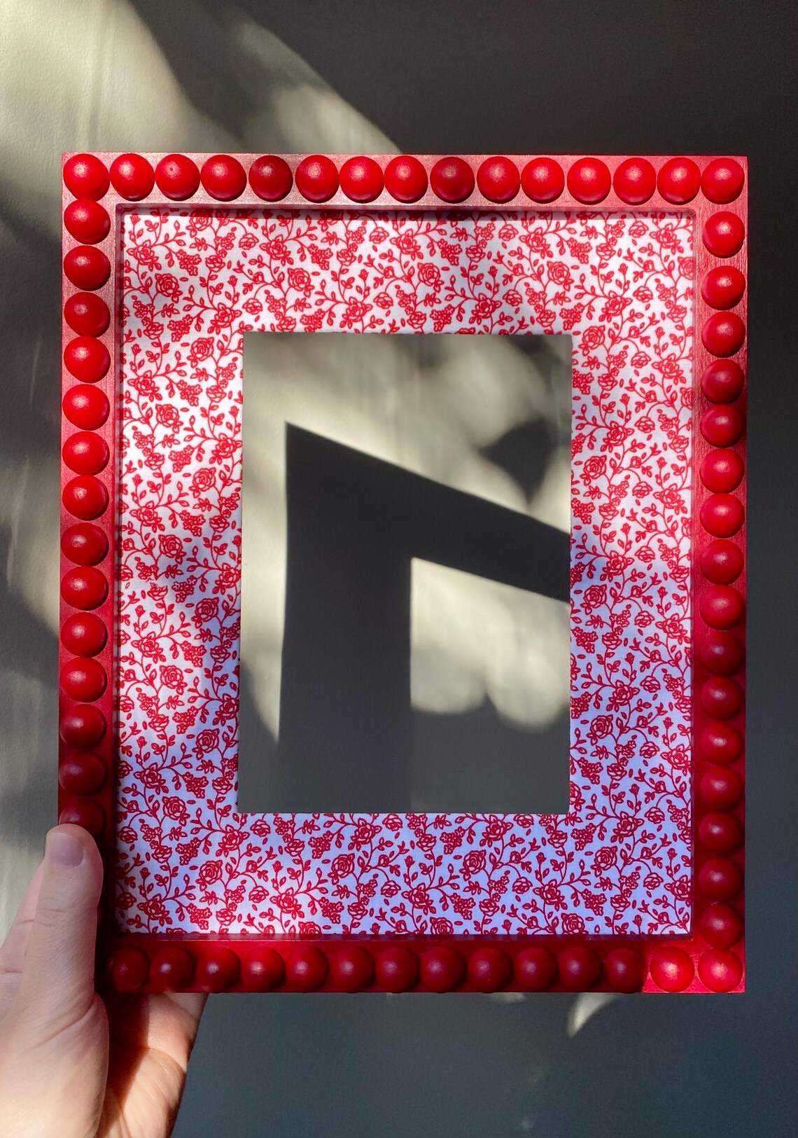 Hand Painted Red Bobbin Picture Frame With Fabric-wrapped Matboard - Etsy