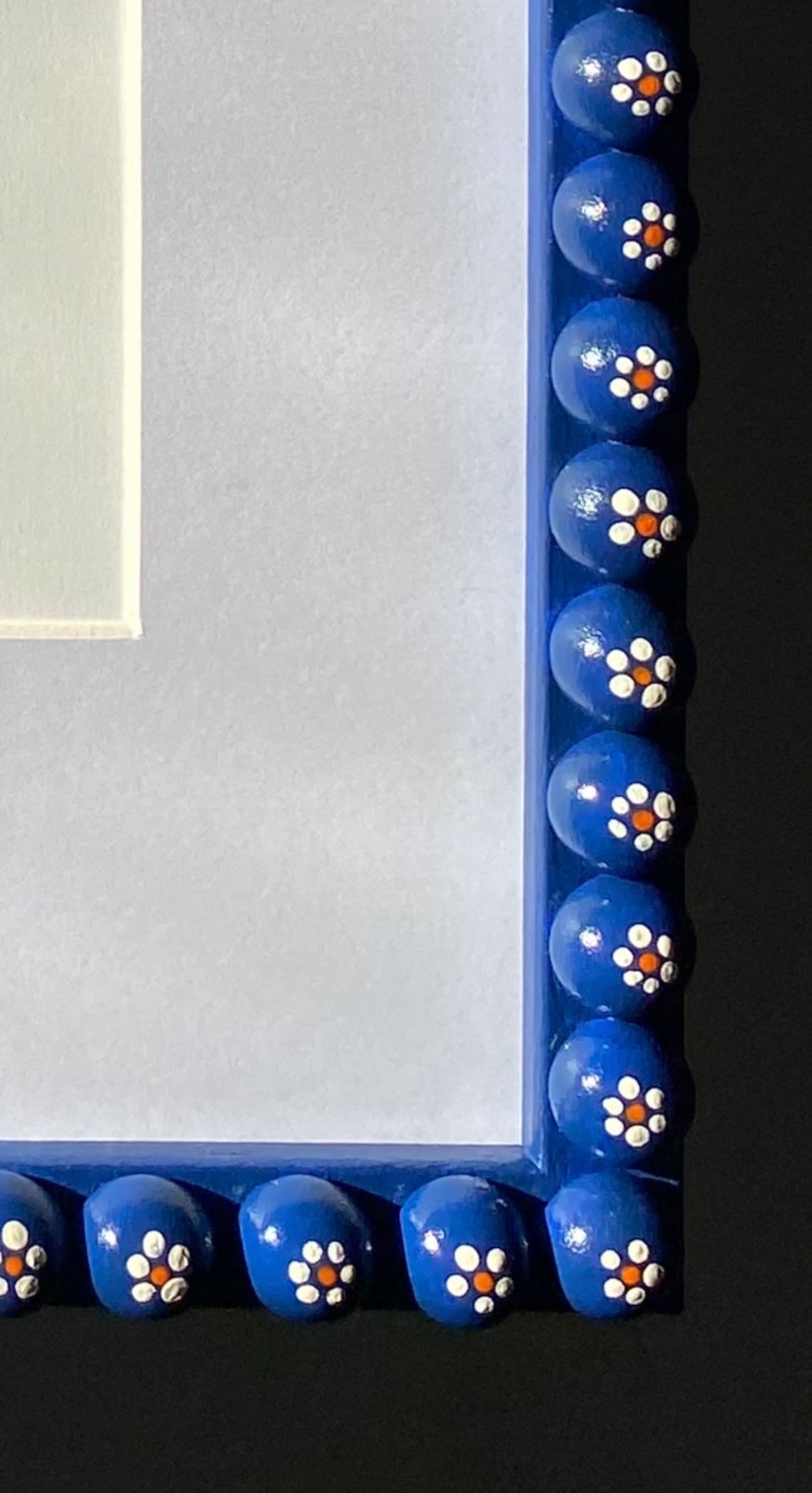 Hand Painted Navy Blue Bobbin Picture Frame With Daisies | Made to ...