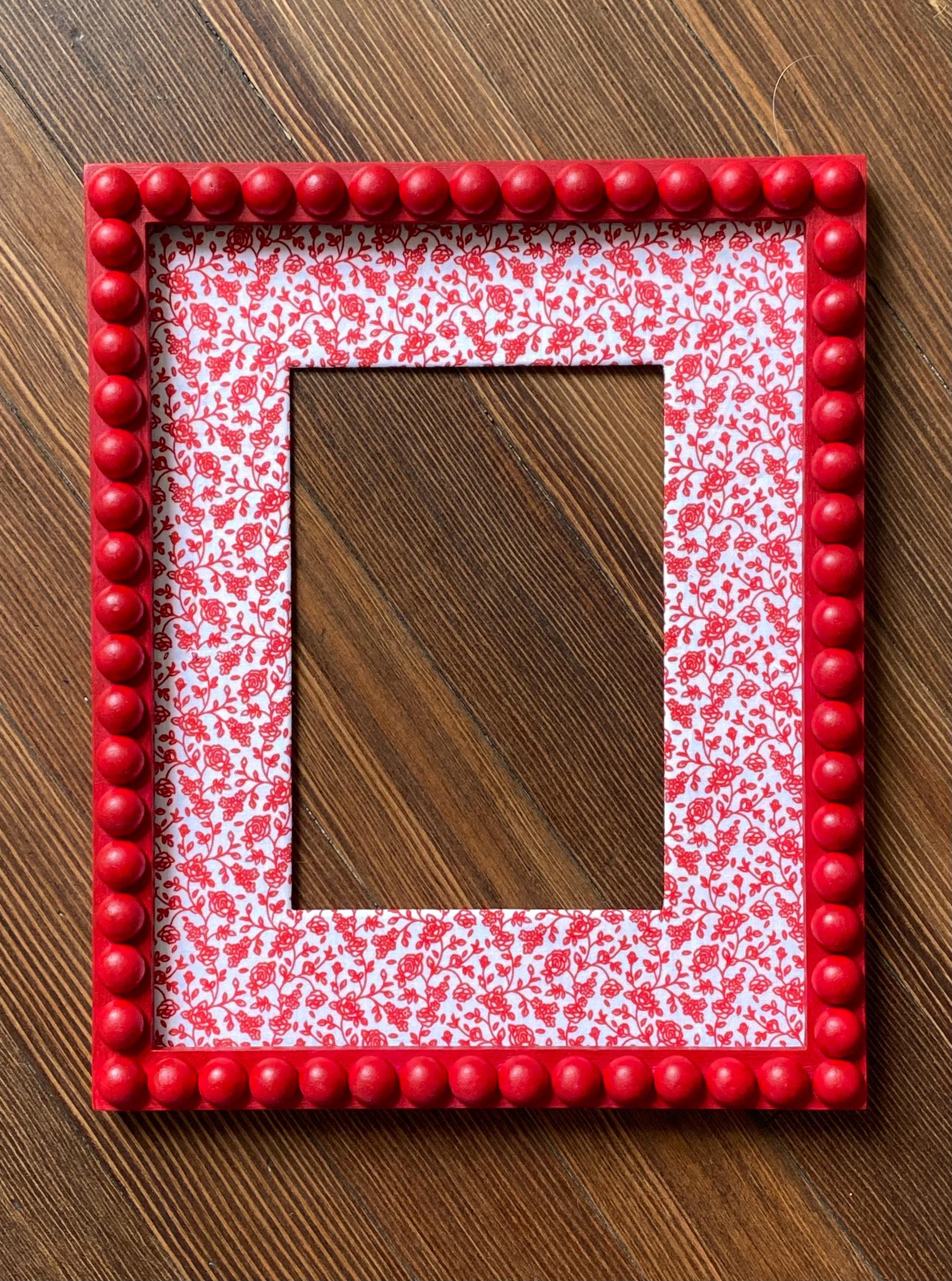 Hand Painted Red Bobbin Picture Frame With Fabric-wrapped Matboard - Etsy