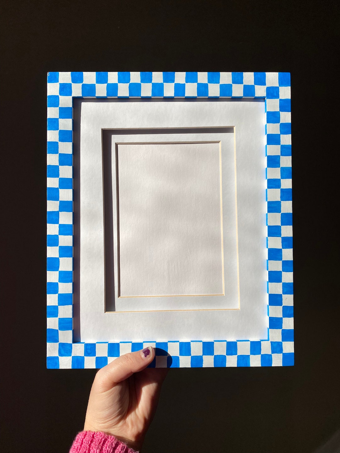 Hand Painted Blue Checkerboard Picture Frame 8x10 - Etsy