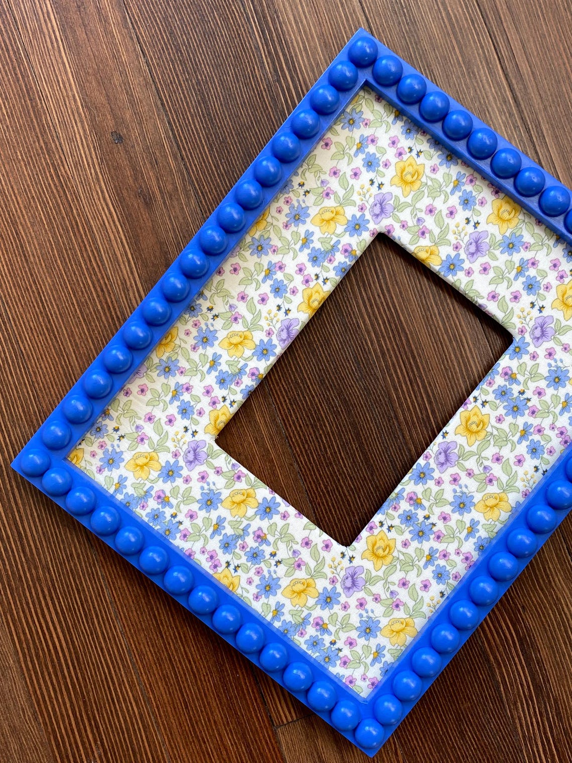 Hand Painted Blue Bobbin Picture Frame With Fabric-wrapped Matboard - Etsy