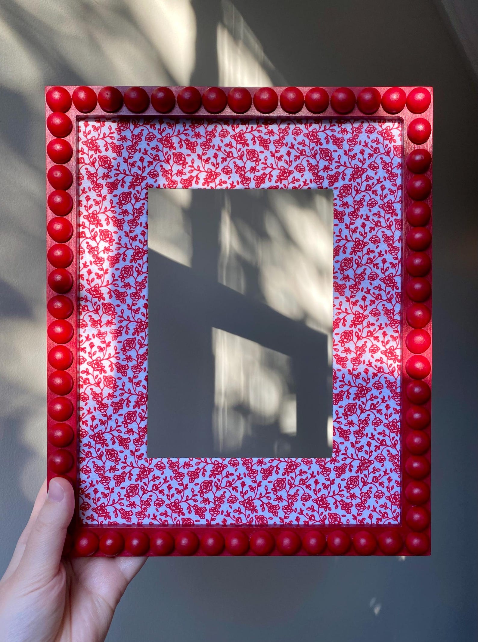 Hand Painted Red Bobbin Picture Frame With Fabric-wrapped Matboard - Etsy