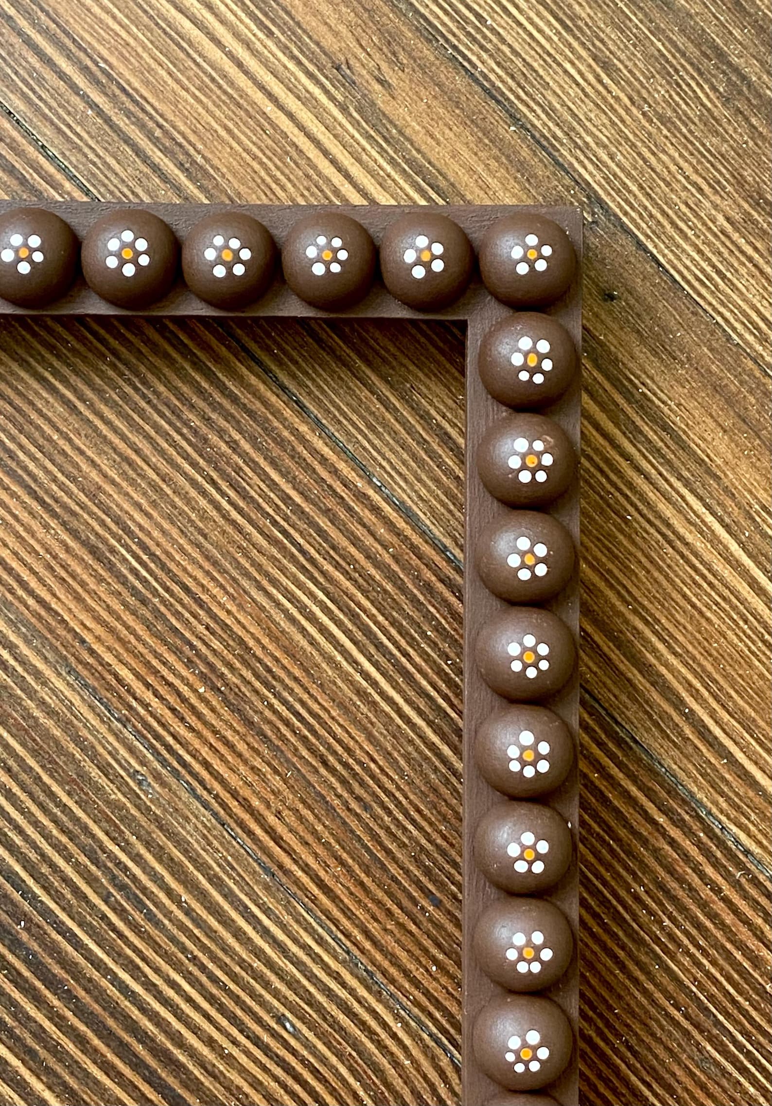 Hand Painted Brown Bobbin Picture Frame With Daisies | Made to Order - Etsy