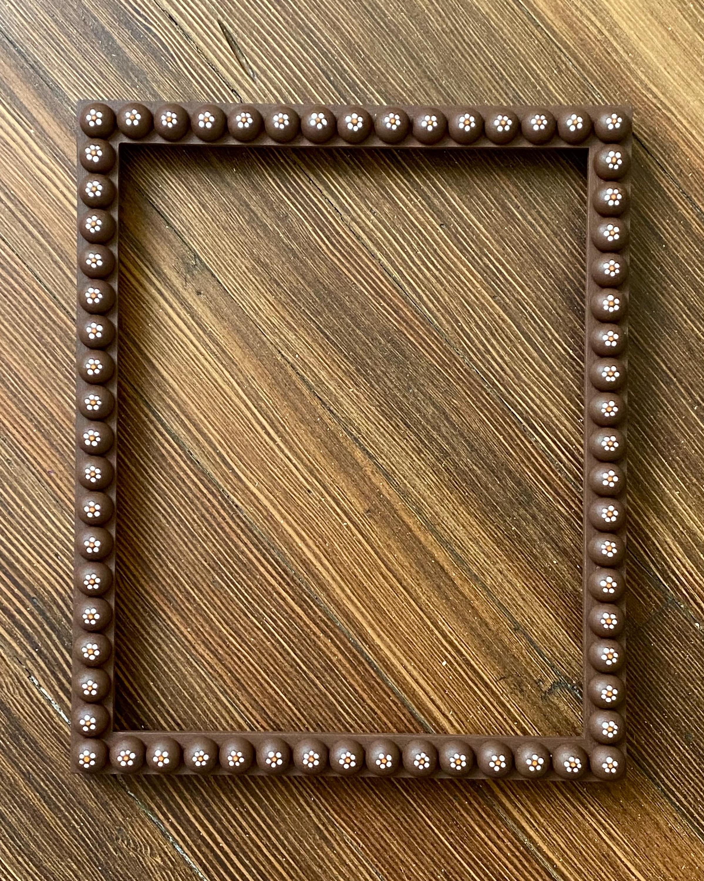 Hand Painted Brown Bobbin Picture Frame With Daisies Made to Order - Etsy
