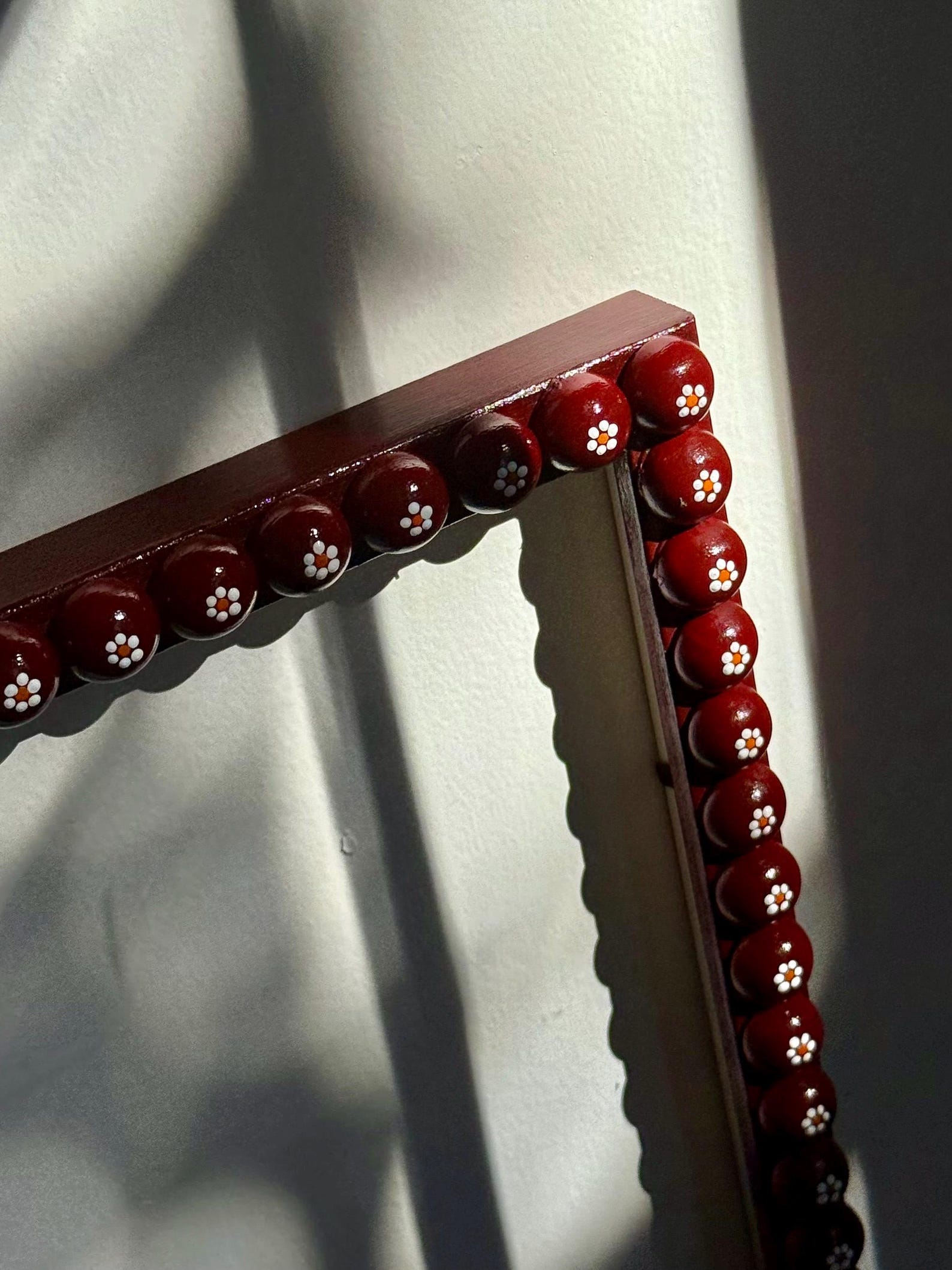 Hand Painted Maroon Bobbin Picture Frame With Daisies | Made to Order ...