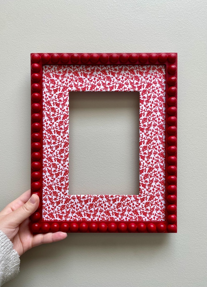 Hand Painted Red Bobbin Picture Frame With Fabric-wrapped Matboard - Etsy