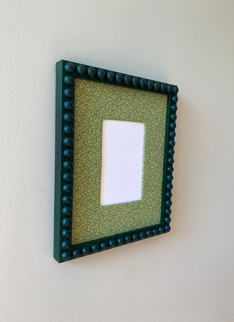 Hand Painted Green Bobbin Picture Frame With Fabric-wrapped Matboard - Etsy