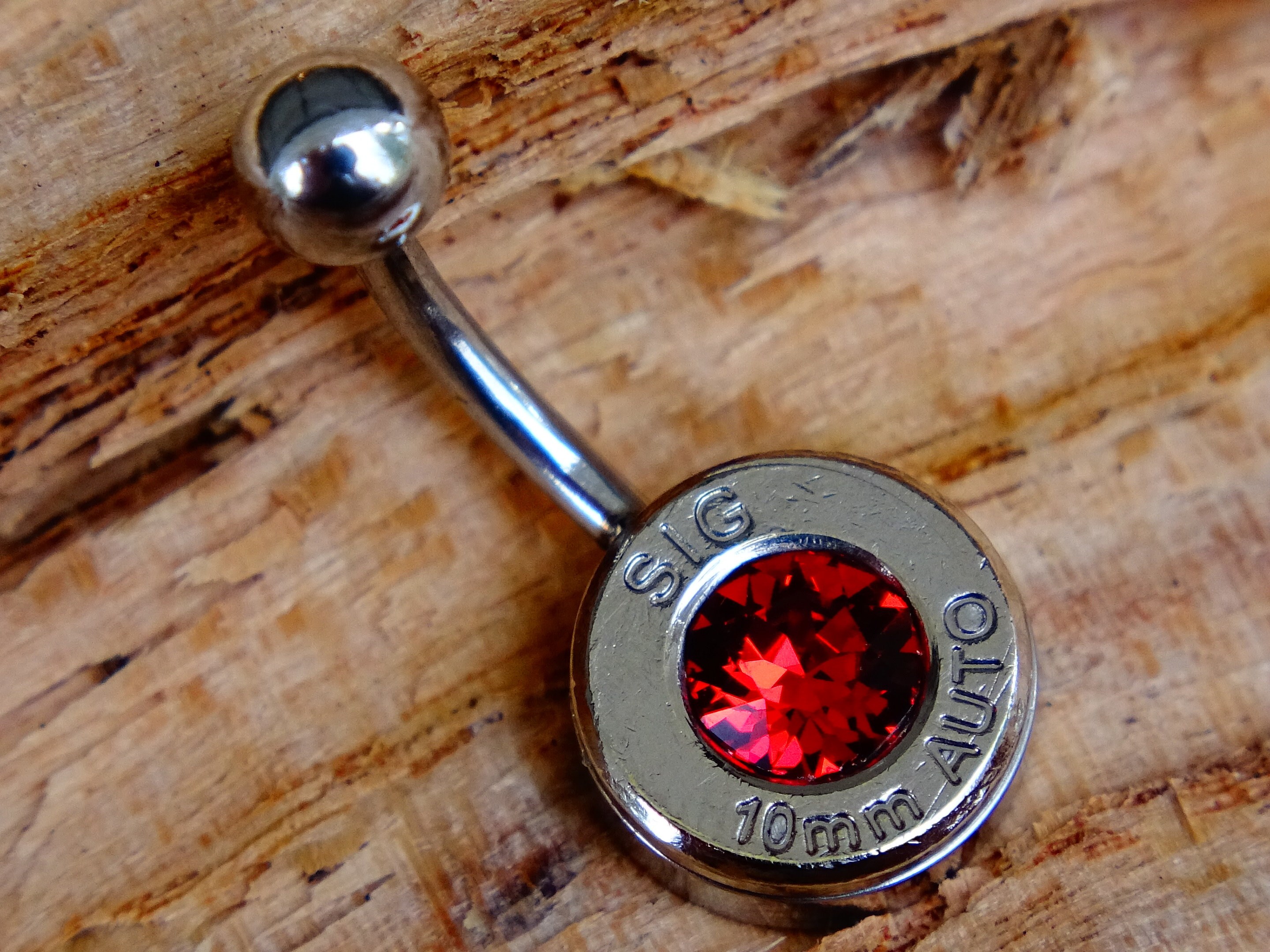 Navel ring belly button ring garnet bullet | Etsy