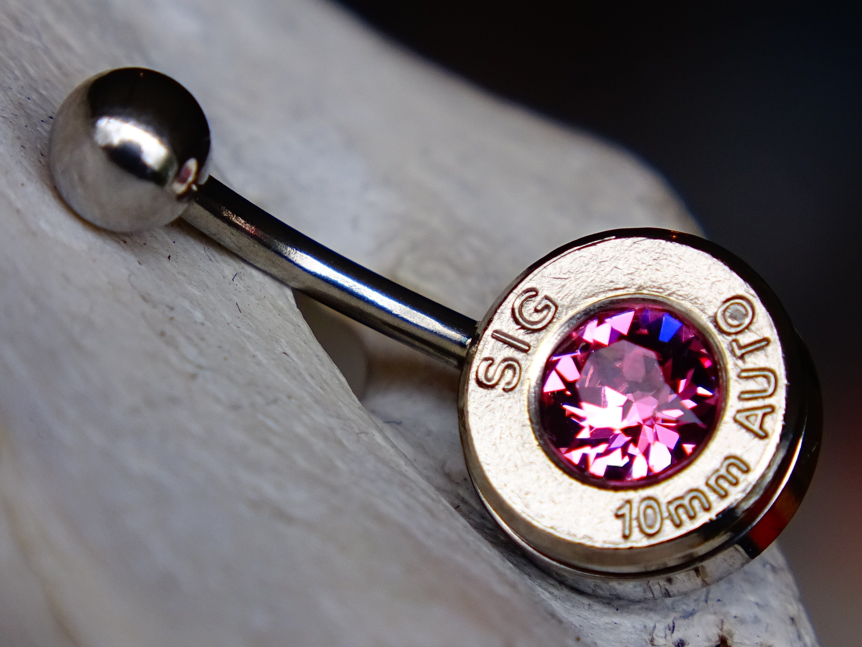 Bullet Navel Ring Belly Button Ring Pink Tourmaline - Etsy