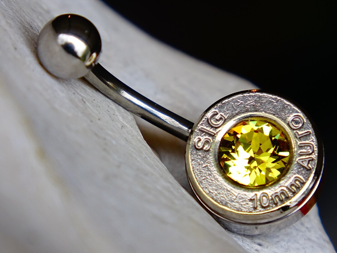 Bullet Navel Ring Belly Button Ring Citrine - Etsy