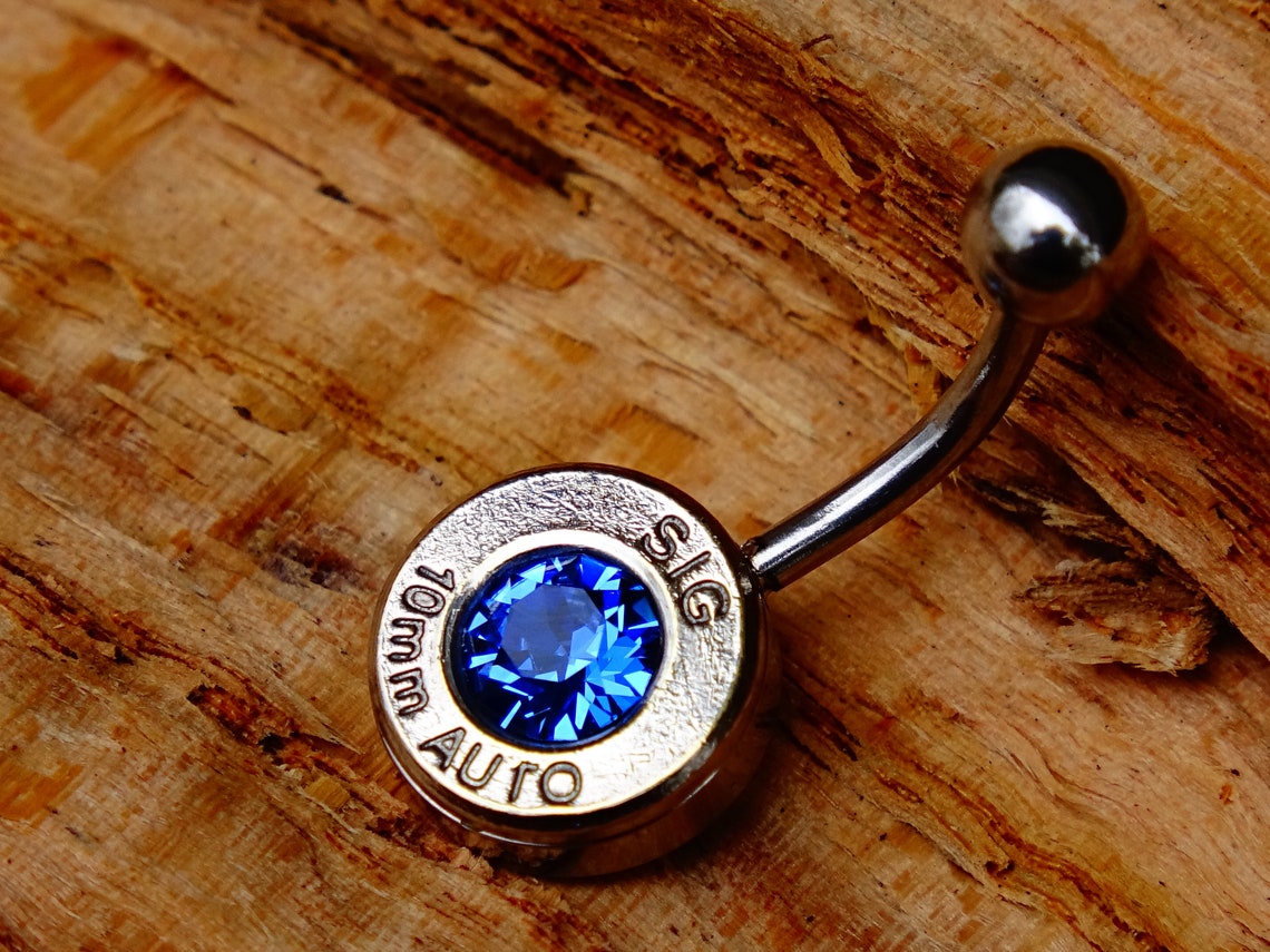 Bullet Navel Ring Belly Button Ring Sapphire | Etsy