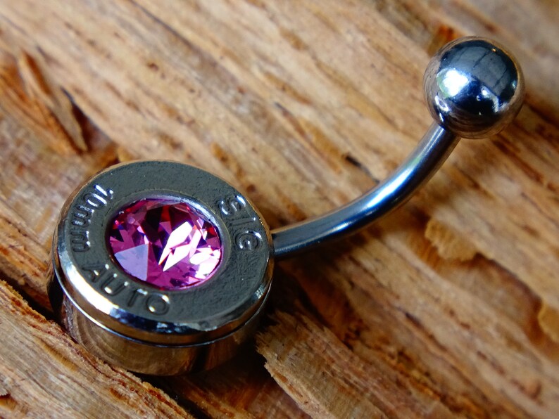 Bullet Navel Ring Belly Button Ring Pink Tourmaline - Etsy
