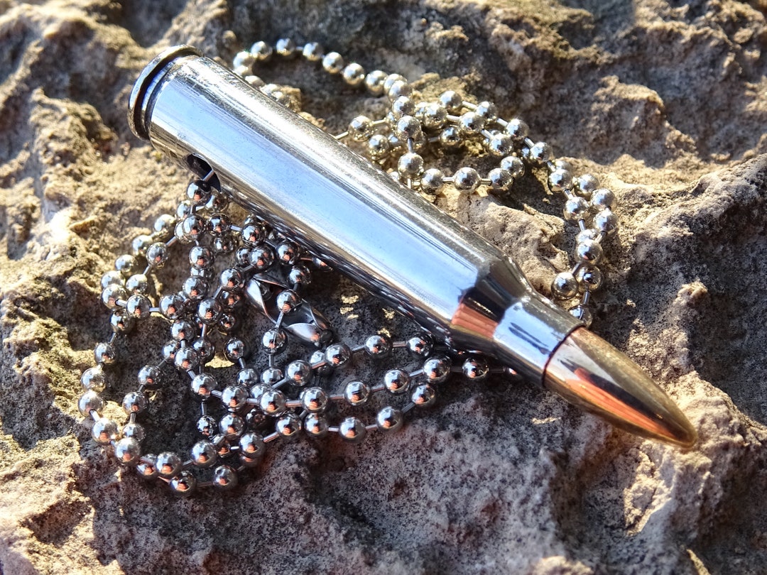 Dog Tag Chain Bullet Necklace .223 Silver - Etsy