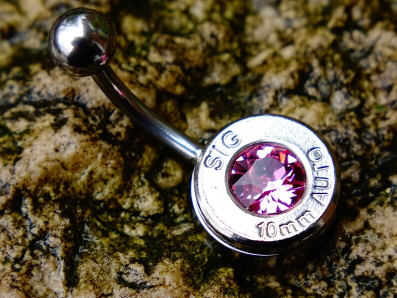 Bullet Navel Ring Belly Button Ring Pink Tourmaline - Etsy