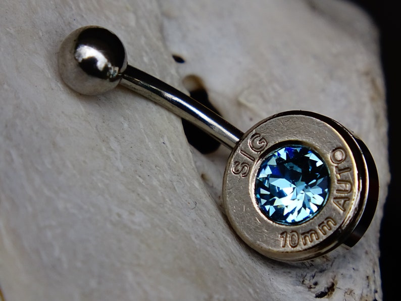 Bullet Navel Ring Belly Button Ring Aqua Marine | Etsy
