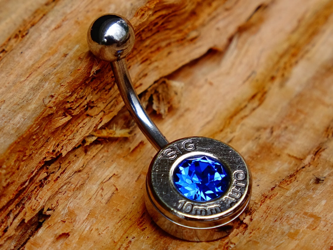 Bullet Navel Ring Belly Button Ring Sapphire - Etsy