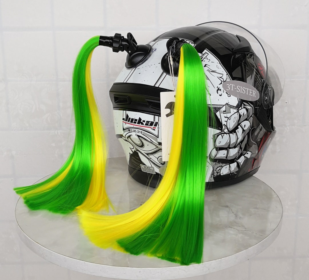 New Wig Helmet Pigtails Motorcycle Bicycle Helmet Ponytails - Etsy